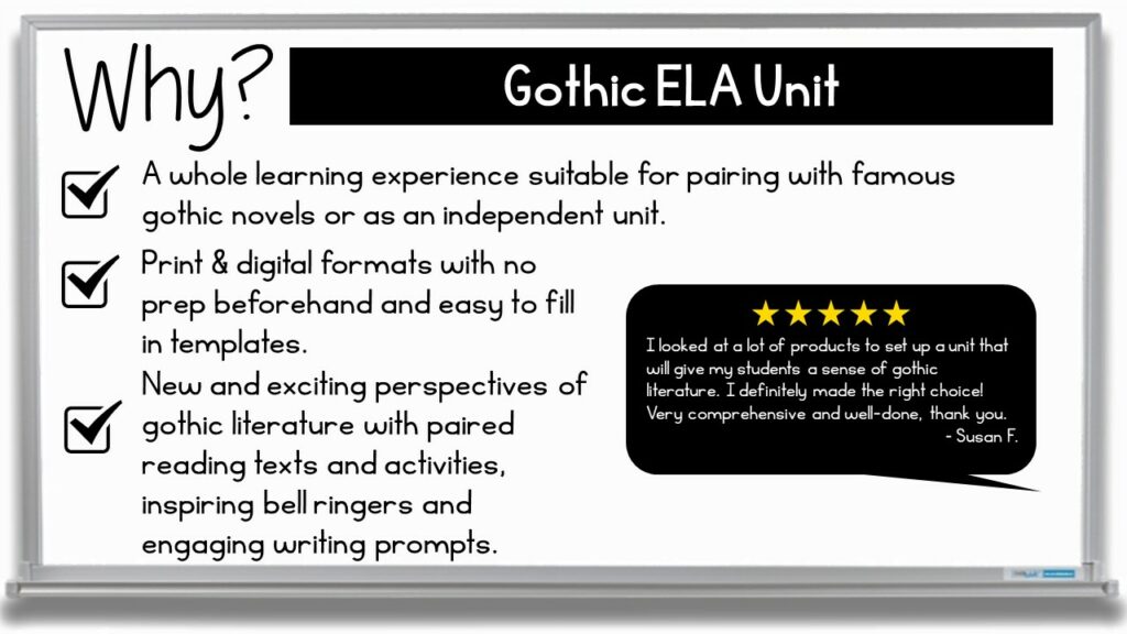 Gothic Unit - Middle School Paired Reading, Writing Prompts - Print and ...