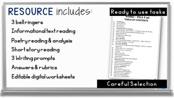 Gothic Unit - Middle School Paired Reading, Writing Prompts - Print and ...