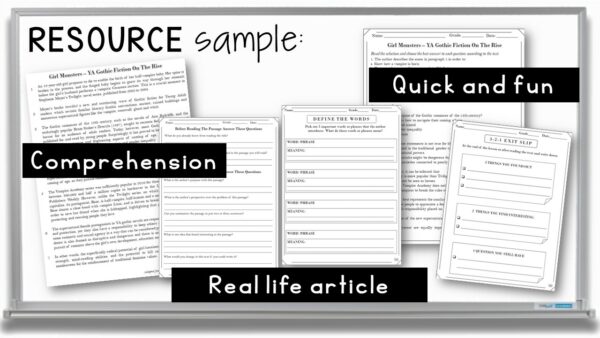 Gothic Unit - Middle School Paired Reading, Writing Prompts - Print and ...