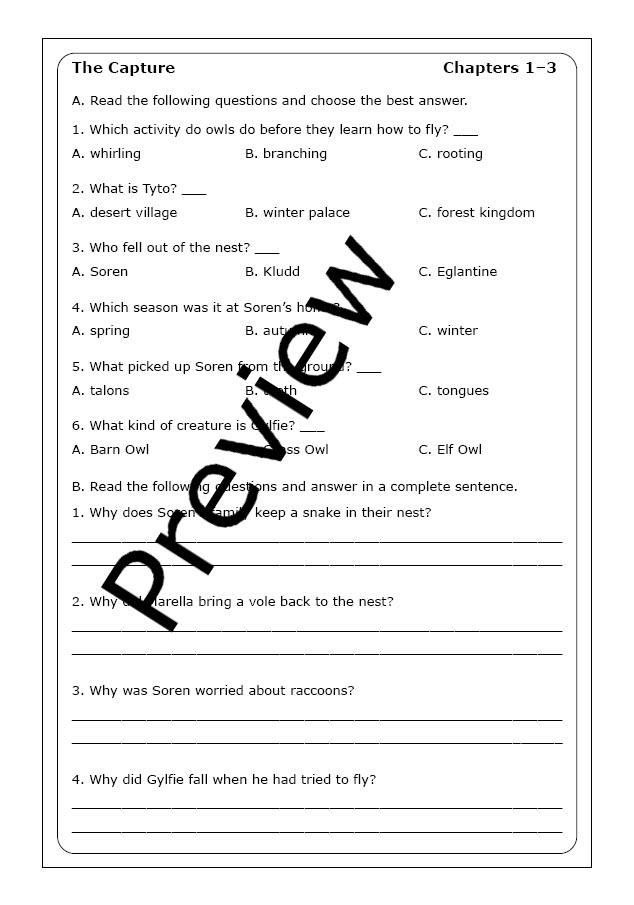 Kathryn Lasky "The Capture" worksheets | Made By Teachers