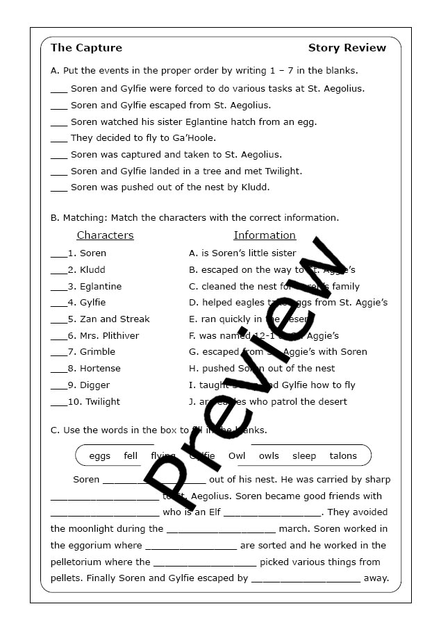 Kathryn Lasky "The Capture" worksheets | Made By Teachers