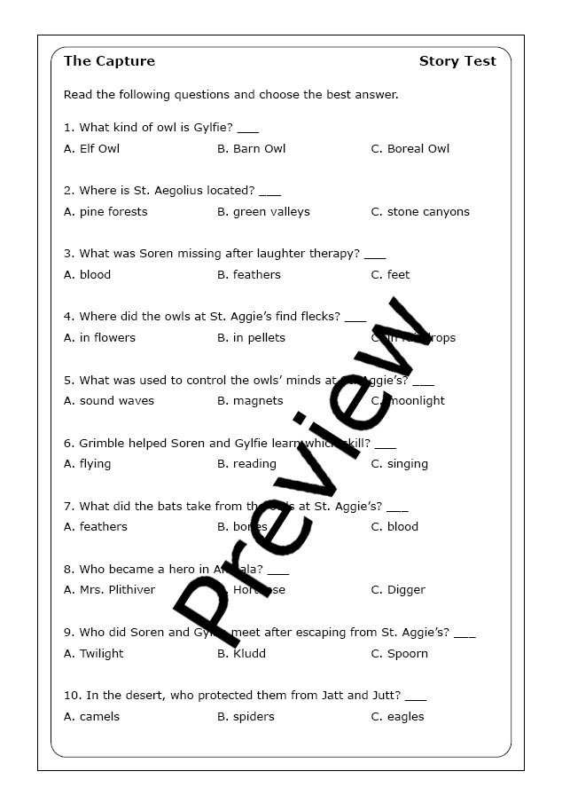 Kathryn Lasky "The Capture" worksheets | Made By Teachers