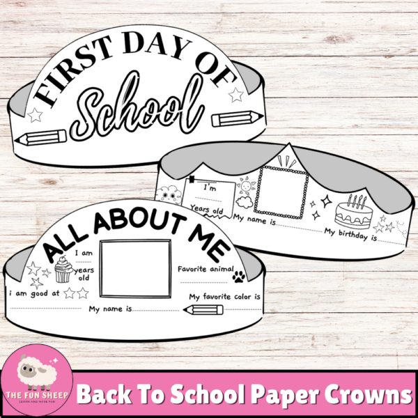 Back To School Paper Crowns | All About Me Headband Coloring Printable ...