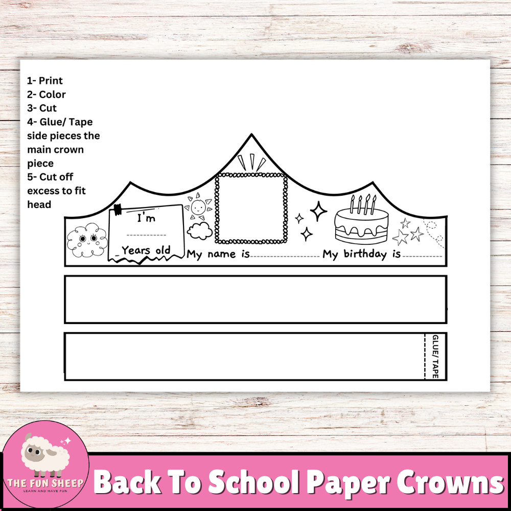 Back To School Paper Crowns | All About Me Headband Coloring Printable ...
