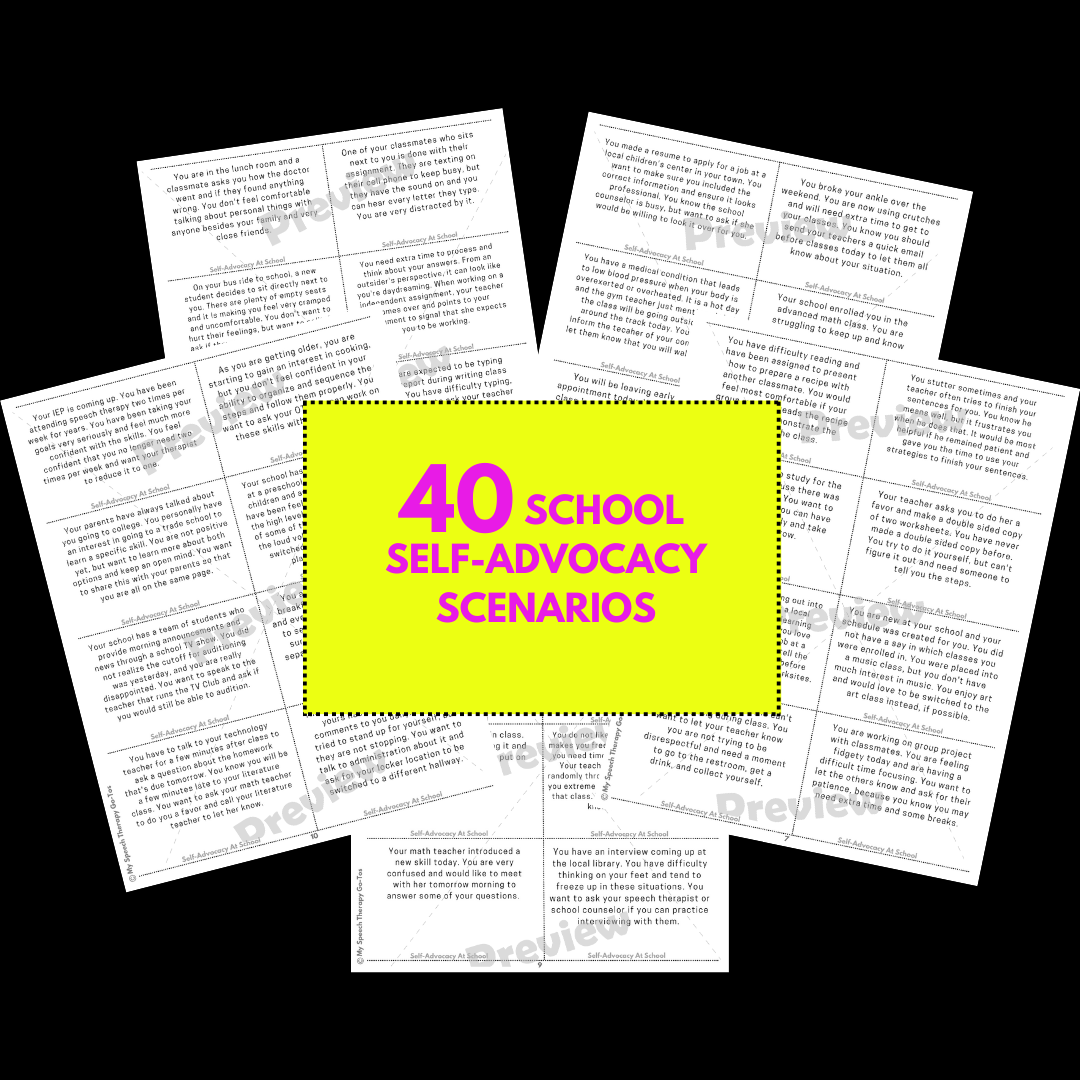 Self-Advocacy At SCHOOL Life Skills Problem Solving Scenarios for Older ...