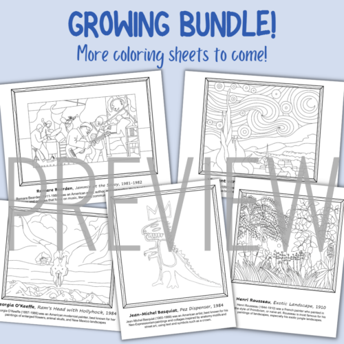 Famous Art Coloring Sheets - Color Pages of Masterpieces by Famous ...