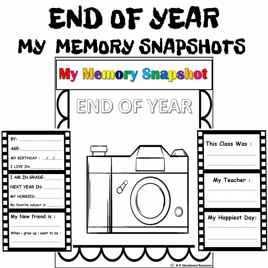 End of Year Snapshots Craft Activities Memory Book All About Me ...