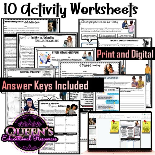 Stress Management Activity Worksheets for Teens | Stress Management ...