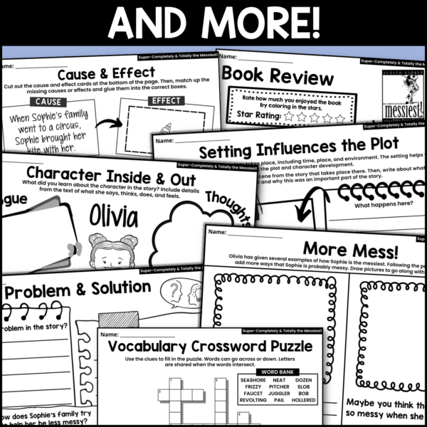 Super-Completely and Totally the Messiest Book Companion Activities for ...