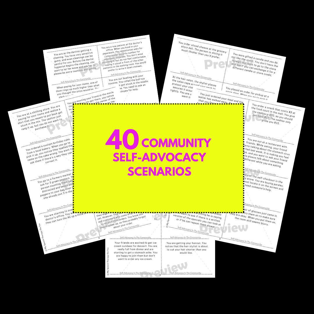 Self-Advocacy COMMUNITY Life Skills Problem Solving Scenarios for Older ...
