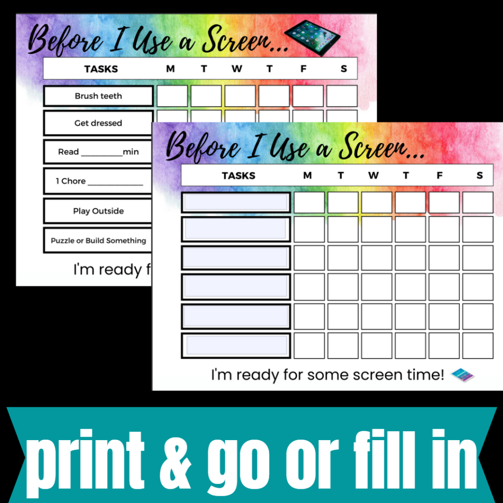 Child Checklist for Limiting Screentime & Encouraging Healthy Screen ...