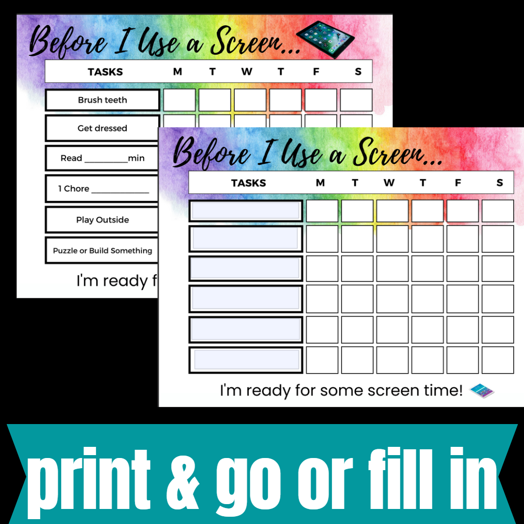 Child Checklist for Limiting Screentime & Encouraging Healthy Screen ...