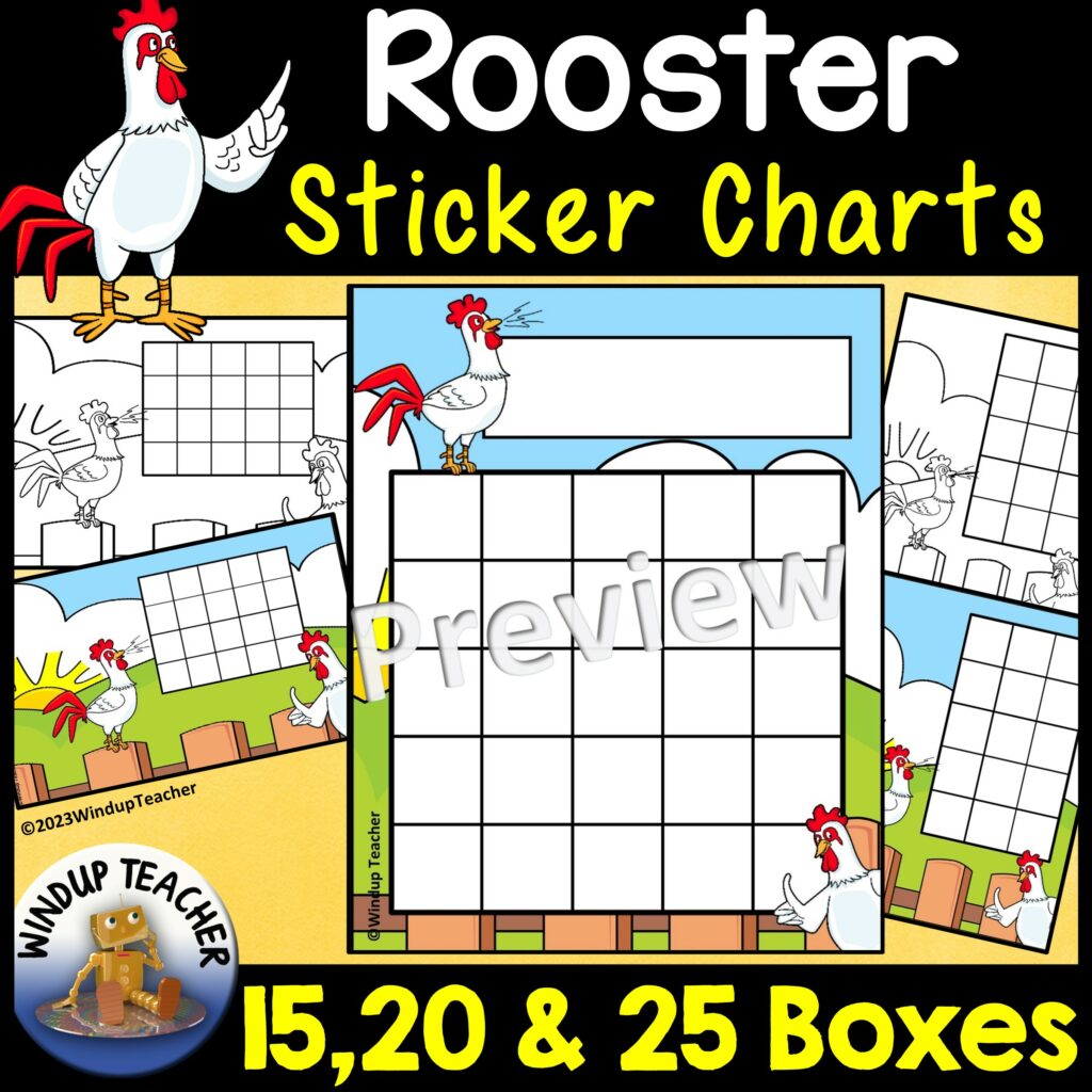 Farm Animal Sticker Charts | Rooster | Made By Teachers