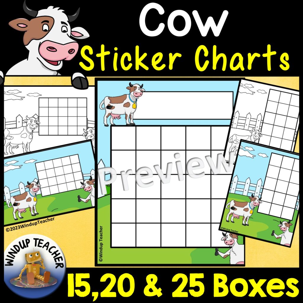 Farm Animal Sticker Charts | Cow | Made By Teachers