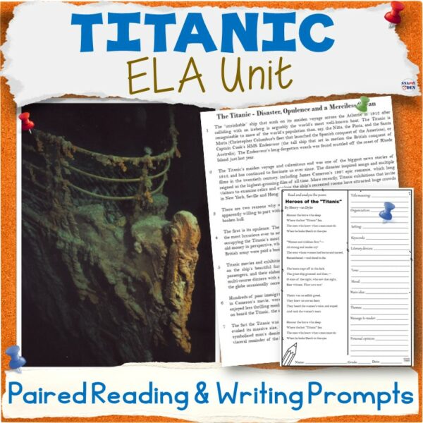 Titanic Unit - Middle School Paired Reading, Writing Prompts - Print ...