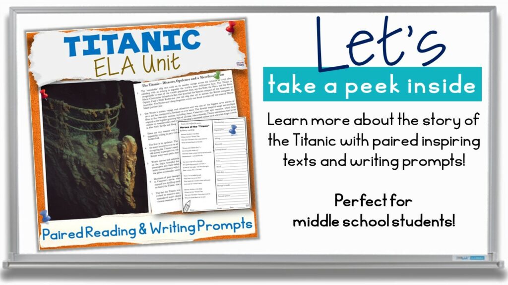 Titanic Unit - Middle School Paired Reading, Writing Prompts - Print ...