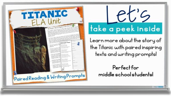 Titanic Unit - Middle School Paired Reading, Writing Prompts - Print ...