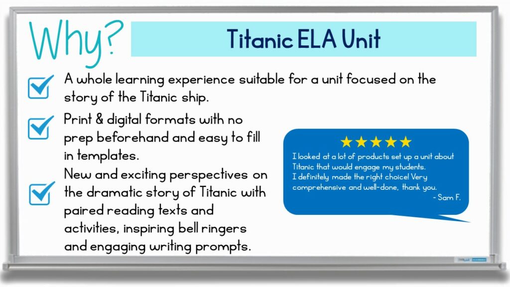 Titanic Unit - Middle School Paired Reading, Writing Prompts - Print ...