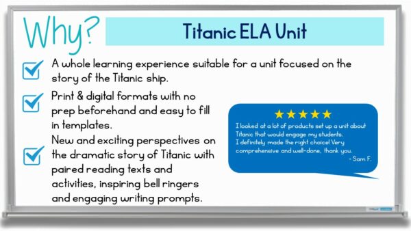 Titanic Unit - Middle School Paired Reading, Writing Prompts - Print ...