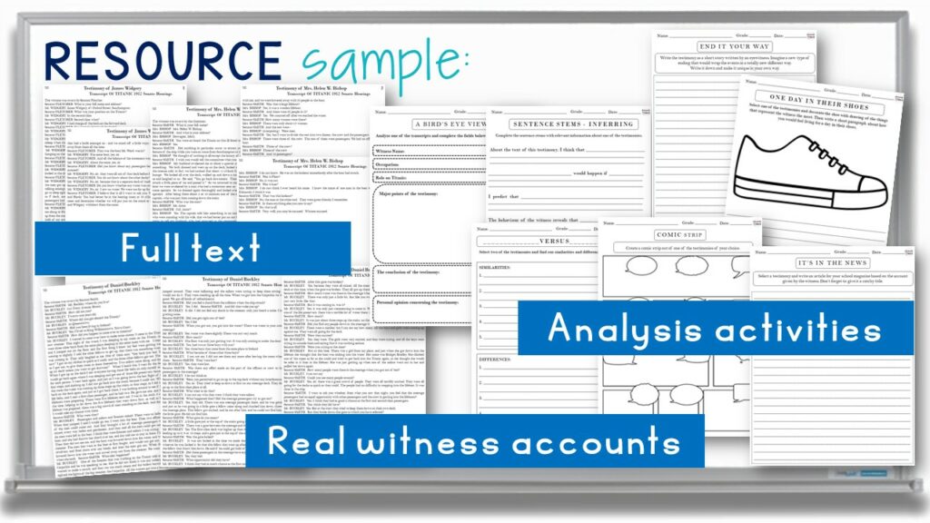 Titanic Unit - Middle School Paired Reading, Writing Prompts - Print ...