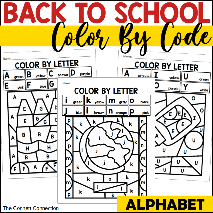 Back to School Alphabet Color by Code Worksheets | Made By Teachers