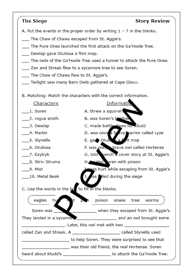 Kathryn Lasky "The Siege" worksheets | Made By Teachers