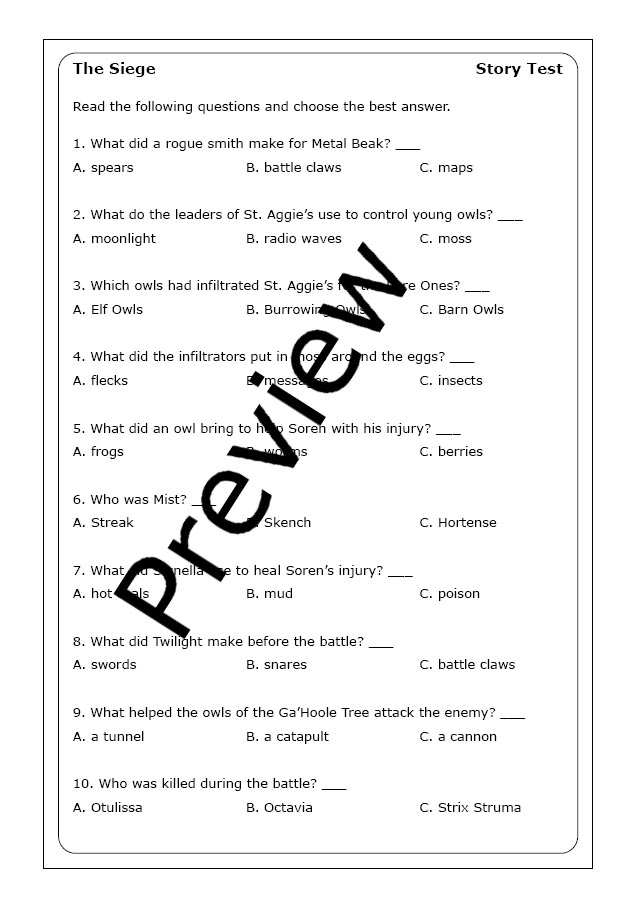 Kathryn Lasky "The Siege" worksheets | Made By Teachers
