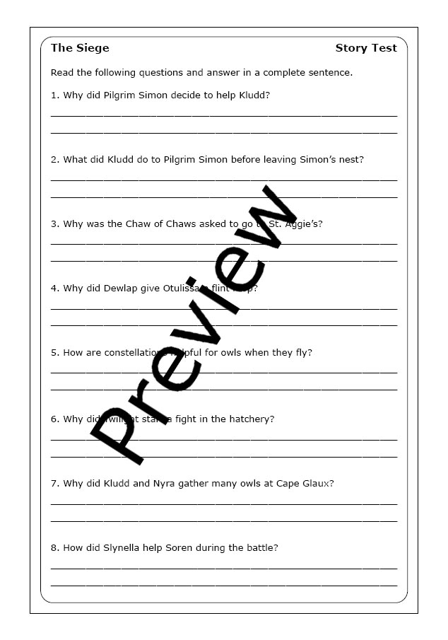 Kathryn Lasky "The Siege" worksheets | Made By Teachers