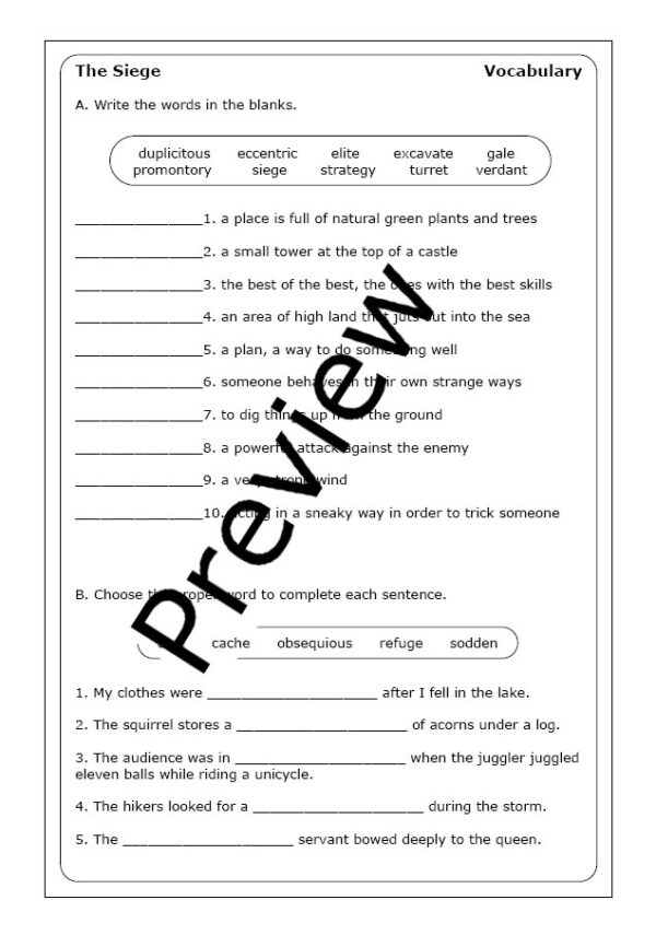 Kathryn Lasky "The Siege" worksheets | Made By Teachers