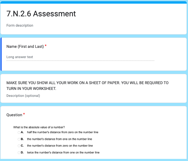 Complete Online Distance Learning 7th Math Absolute Value 7.N.2.6 ...