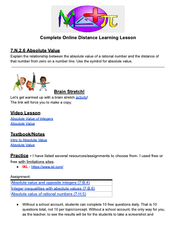 Complete Online Distance Learning 7th Math Bundle Number and Operations ...