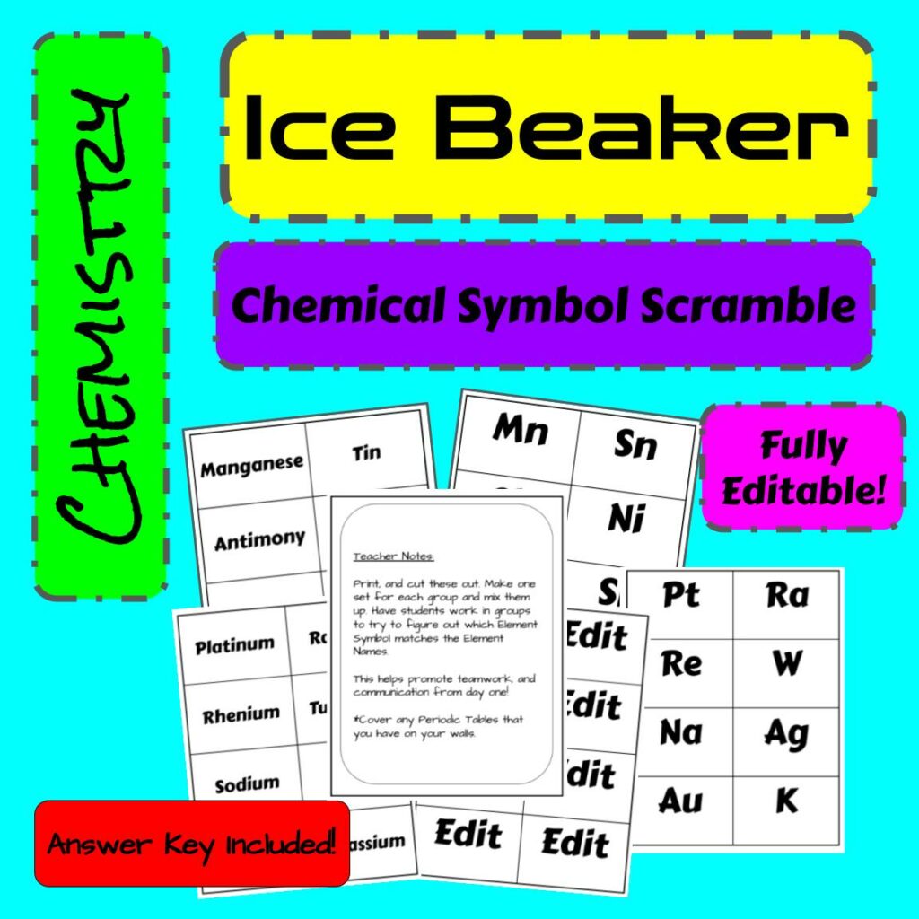 Chemistry Ice Breaker, Chemical Symbol Scramble | Made By Teachers