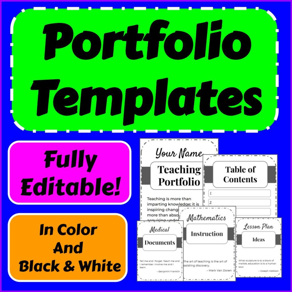 Portfolio Template, Fully Editable, with Binder Tabs | Made By Teachers