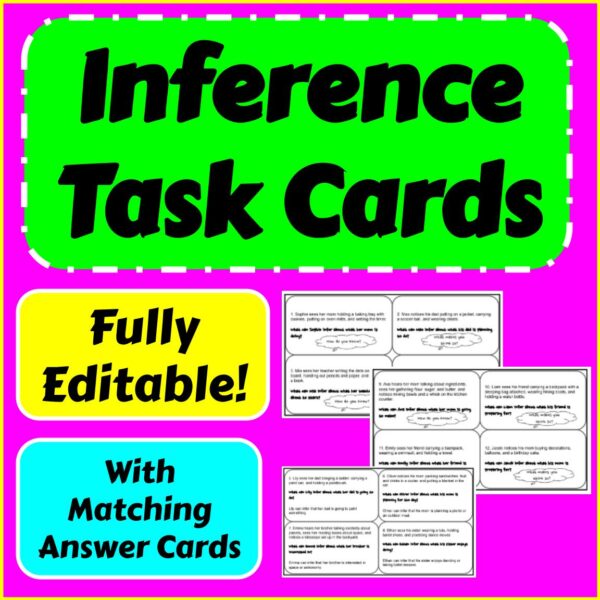 Inference Task Cards, Fully Editable and Printable | Made By Teachers