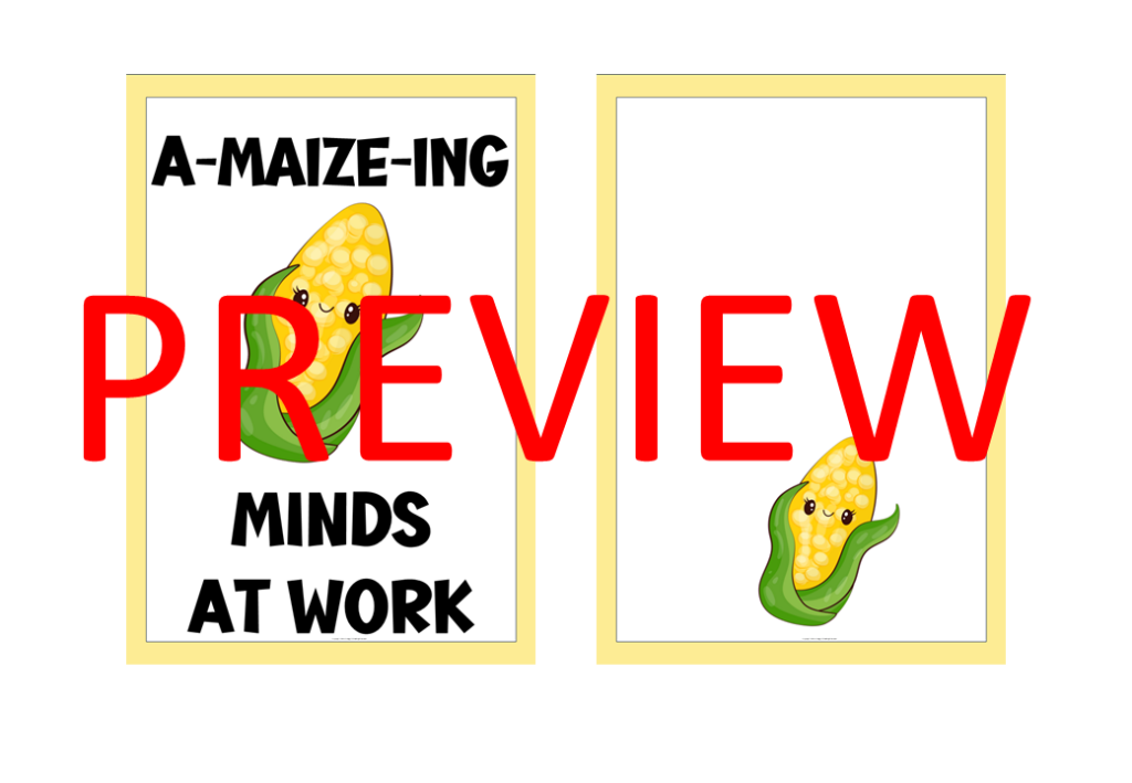 Food Pun Corn Bulletin Board Display Decoration Back to School Editable ...