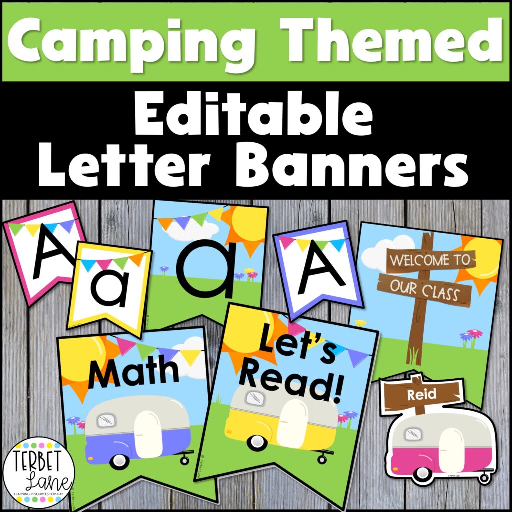 Camping Theme Bulletin Board Letters | Editable Door Decor - Made By ...
