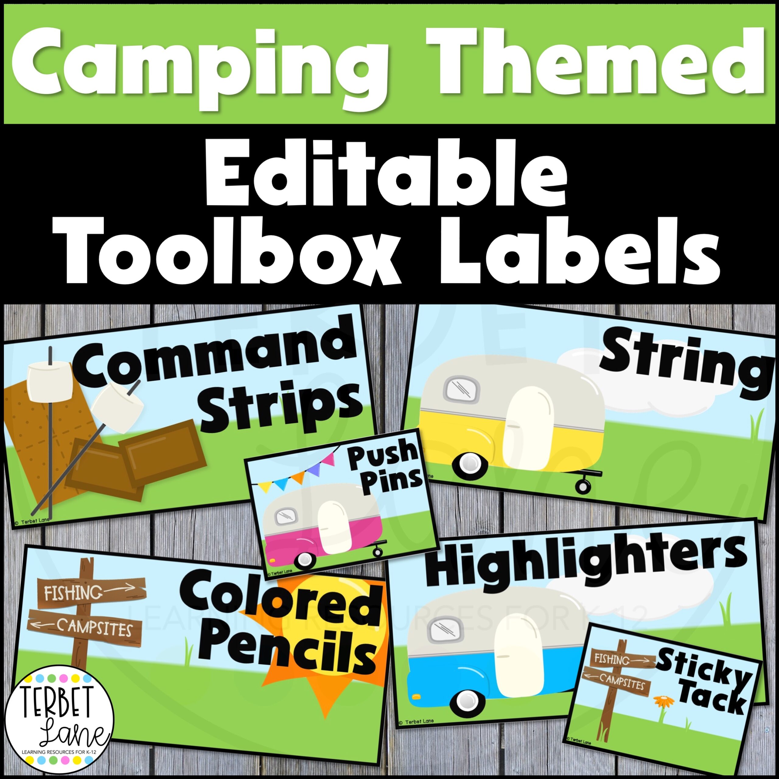 Editable Camping Themed Teacher Toolbox Labels | Made By Teachers