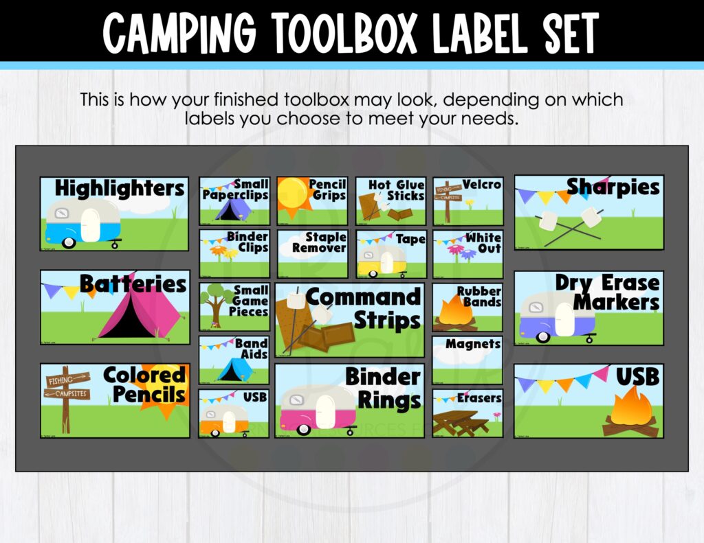 Editable Camping Themed Teacher Toolbox Labels | Made By Teachers
