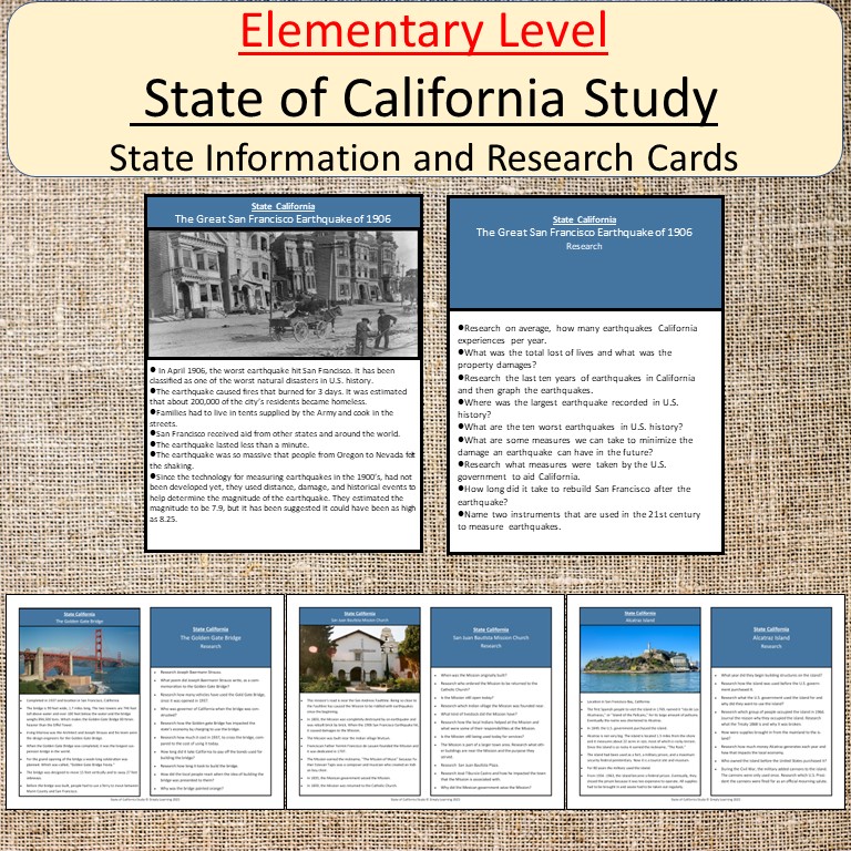 California State Research Cards Elementary Montessori Homeschool | Made ...