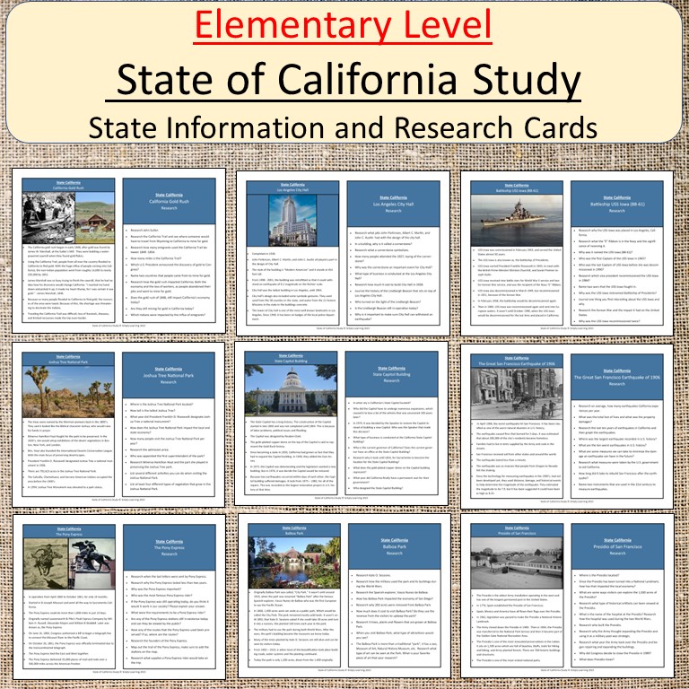 California State Research Cards Elementary Montessori Homeschool | Made ...