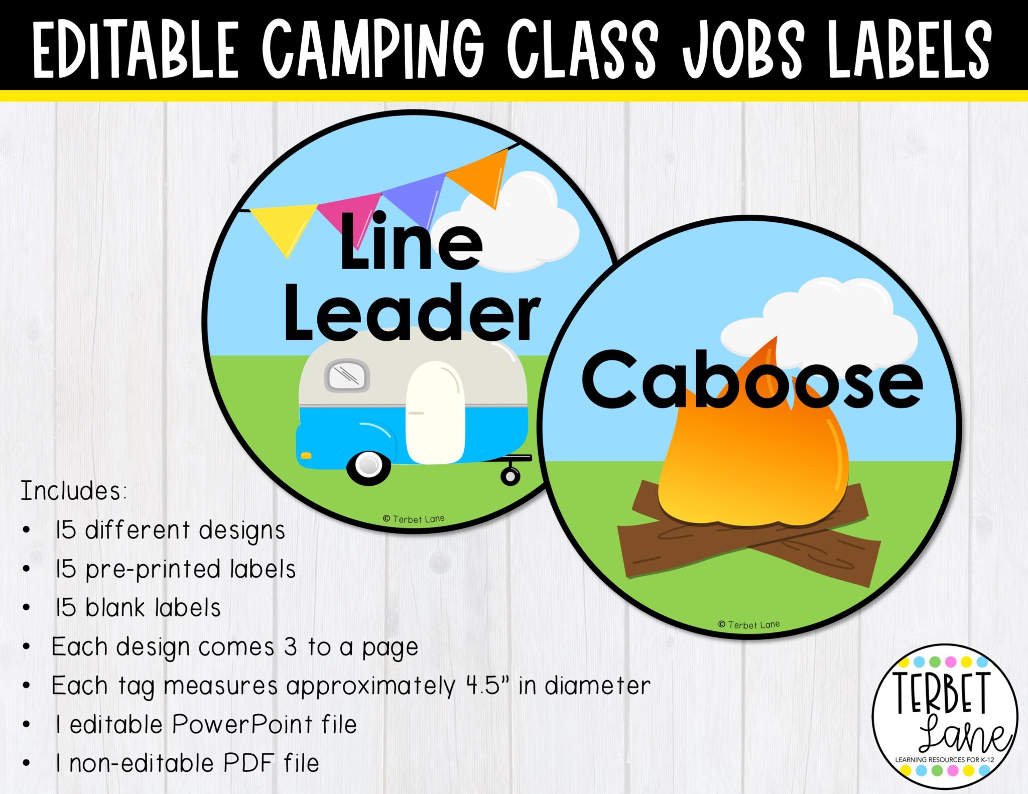 Camping Themed Editable Classroom Jobs Labels | Made By Teachers