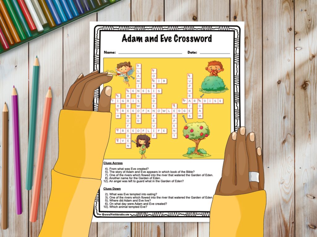 Adam and Eve Word Search and Crossword Puzzle Activity Pack | Made By ...