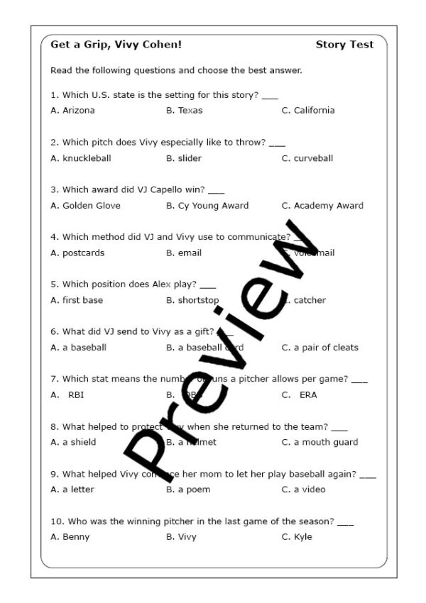 Sarah Kapit "Get a Grip, Vivy Cohen!" worksheets | Made By Teachers