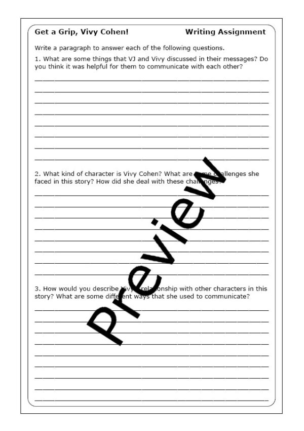 Sarah Kapit "Get a Grip, Vivy Cohen!" worksheets | Made By Teachers