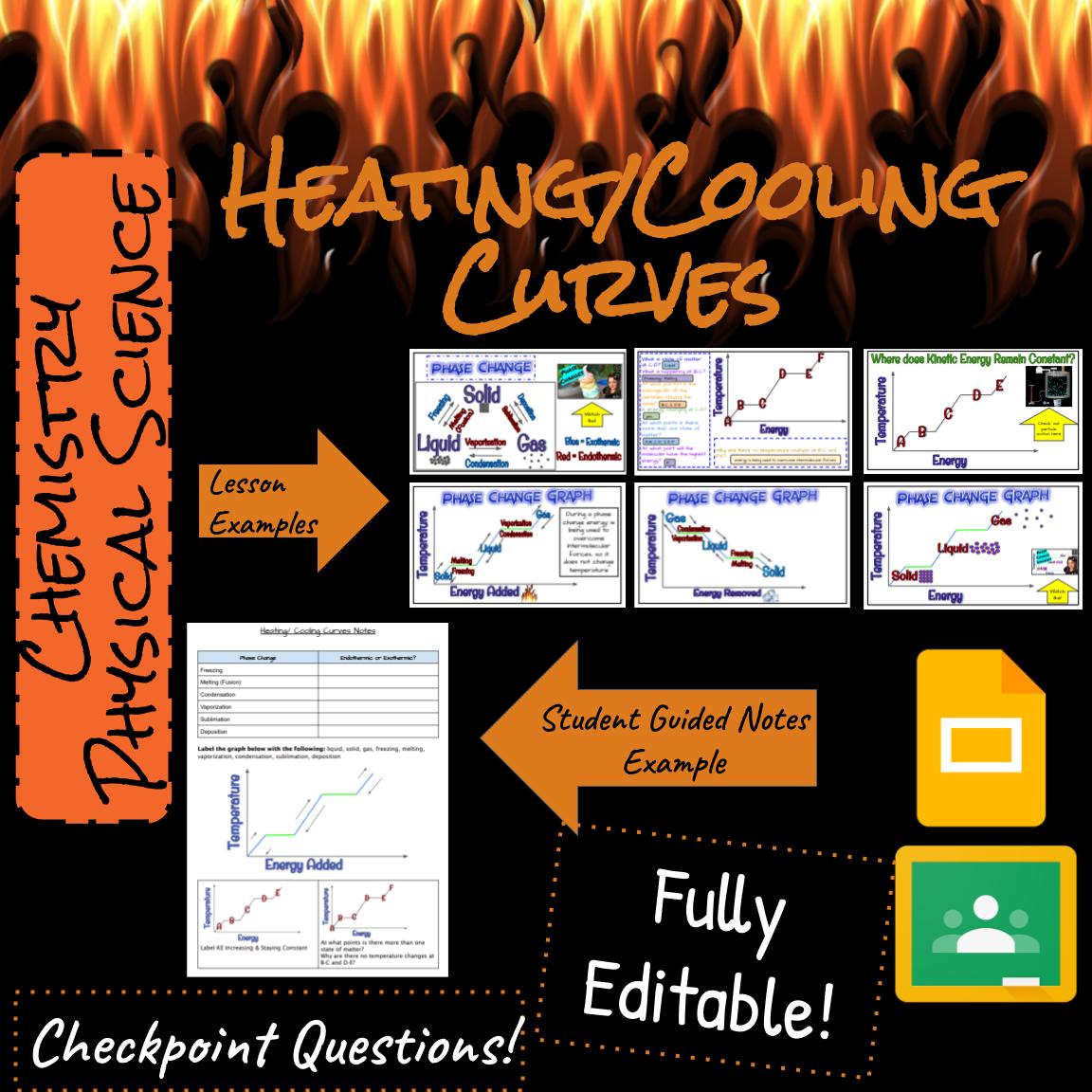 Heating/ Cooling Curves Google Lesson and Guided Notes, Phase Changes ...