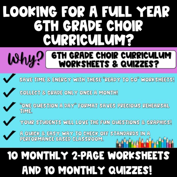 August 6th grade Choir Curriculum Monthly Worksheet, Quiz & Answer Key ...