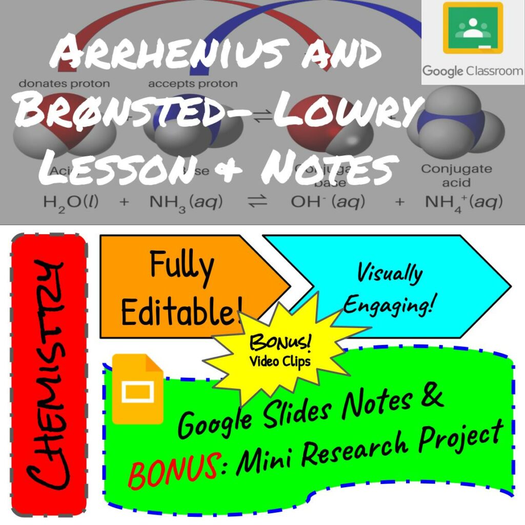 Arrhenius and Brønsted- Lowry Google Lesson, Notes, and BONUS Mini ...
