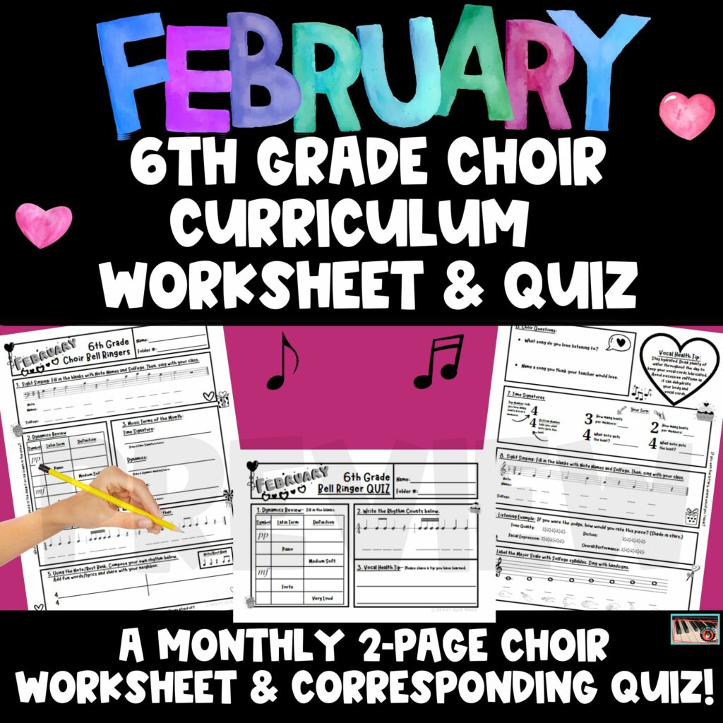 6th Grade Choir Curriculum Monthly Worksheets, Quizzes & Answer Keys ...