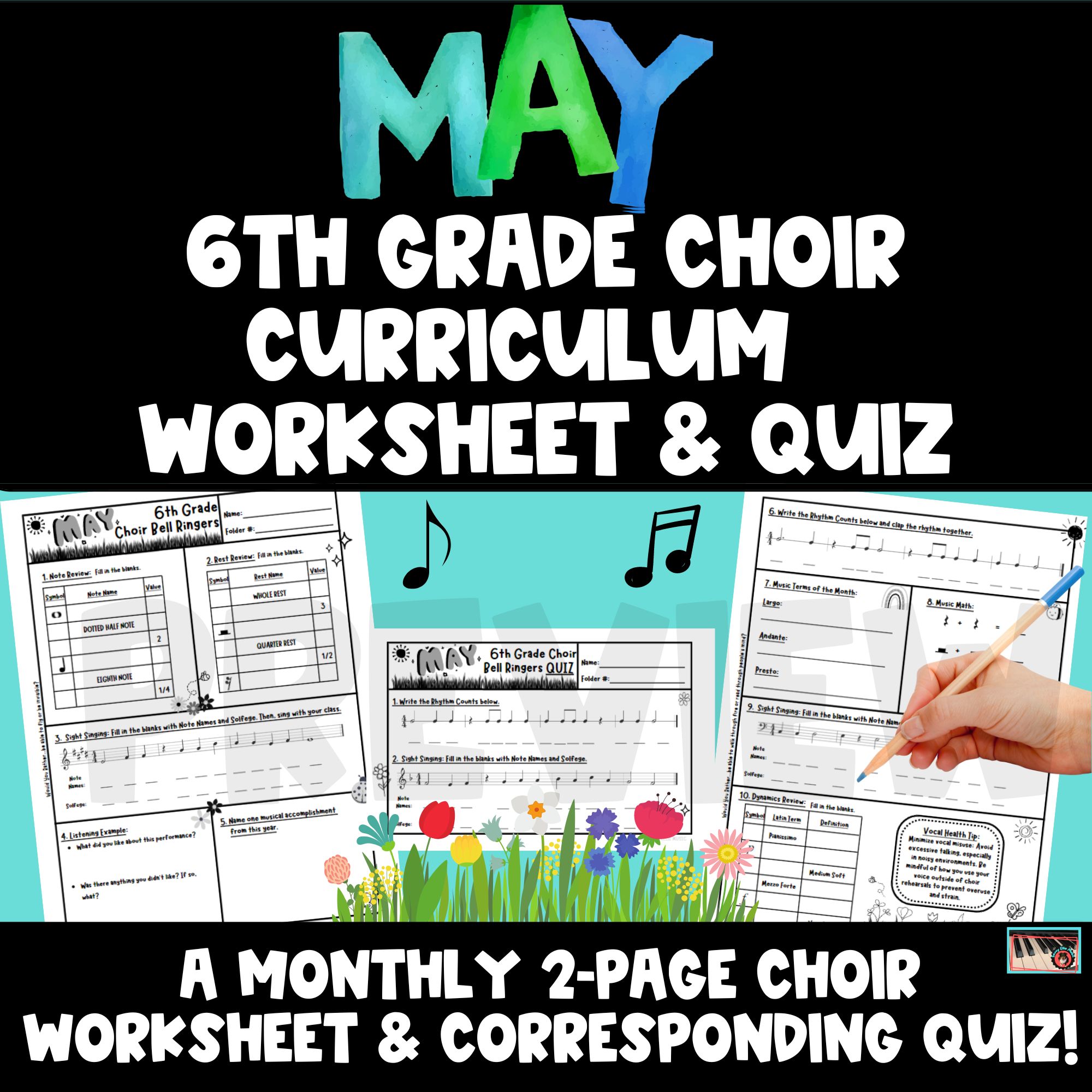 May 6th Grade Choir Curriculum Monthly Worksheet, Quiz & Answer Key ...