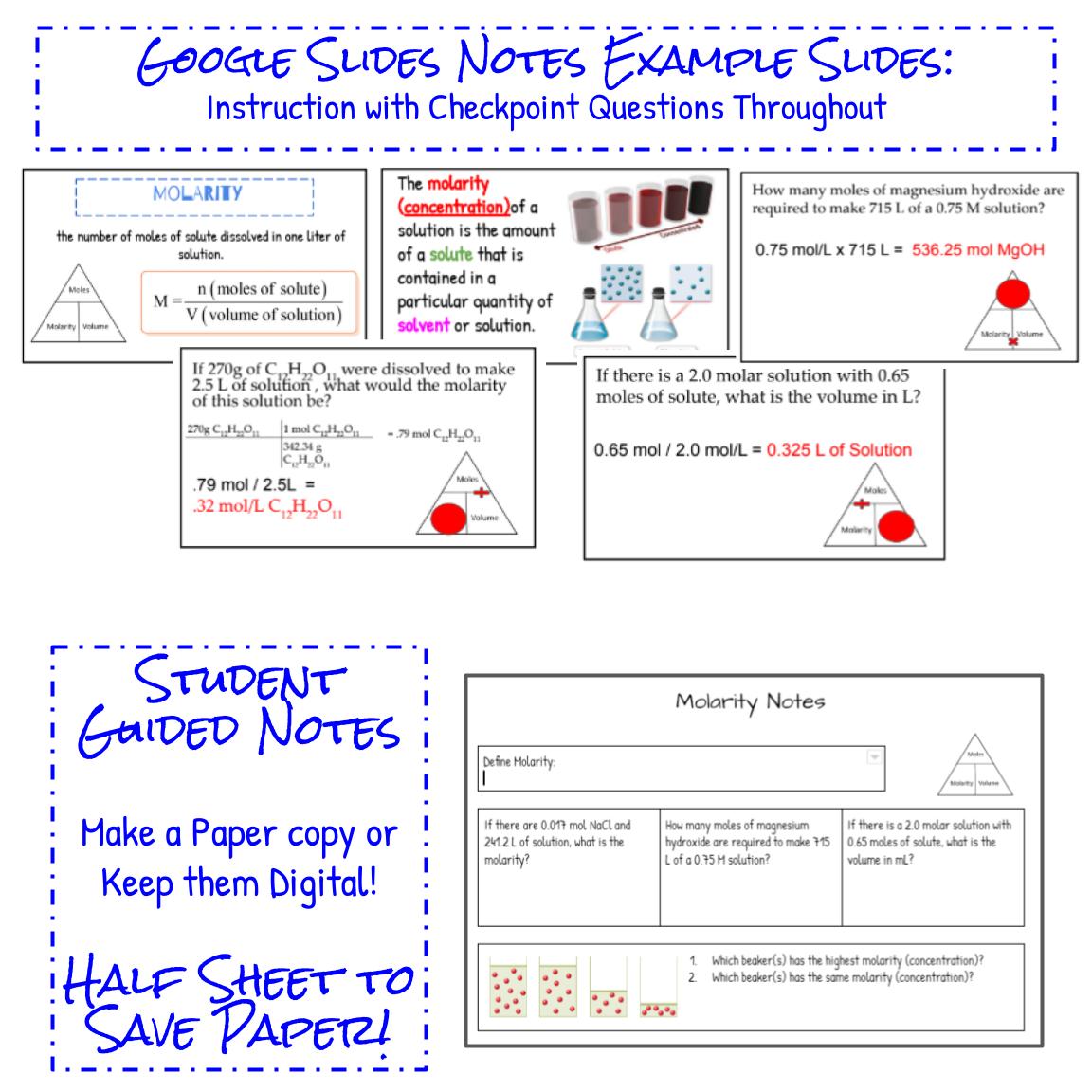 Molarity Google Slides Lesson and Student Guided Notes | Made By Teachers
